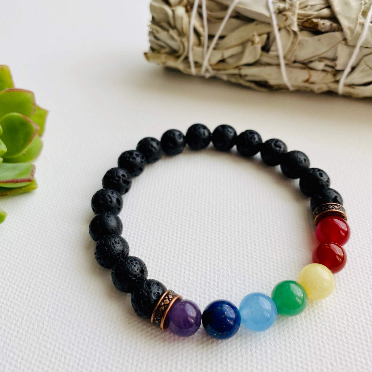 7 Chakra Diffuser Bracelet | Lava Diffuser Rocks | Savasana – Harmonize ...